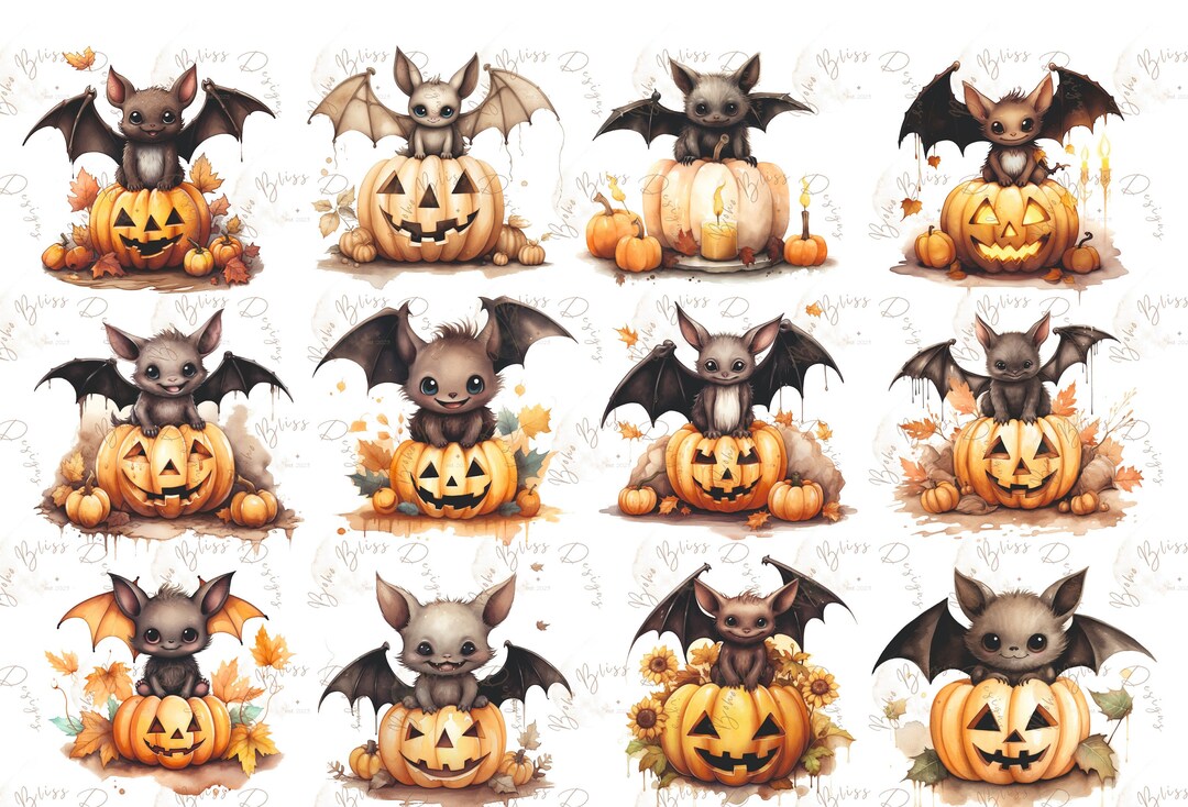 Bat Clipart, Halloween Clipart, Spooky Clipart, Halloween Spooky Bat ...