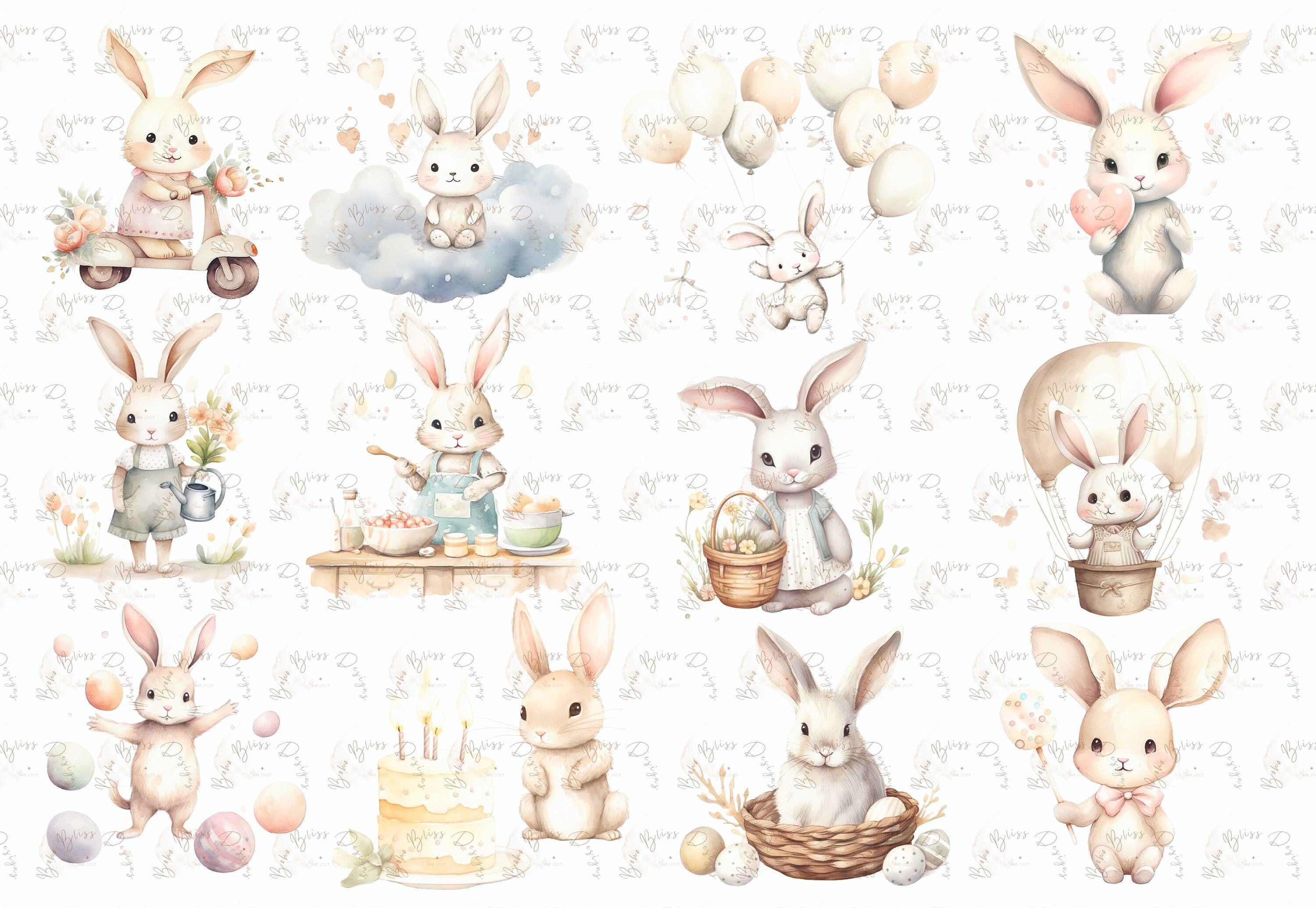 Spring Clipart, Easter Clipart, Watercolor Easter Clipart Bundle ...