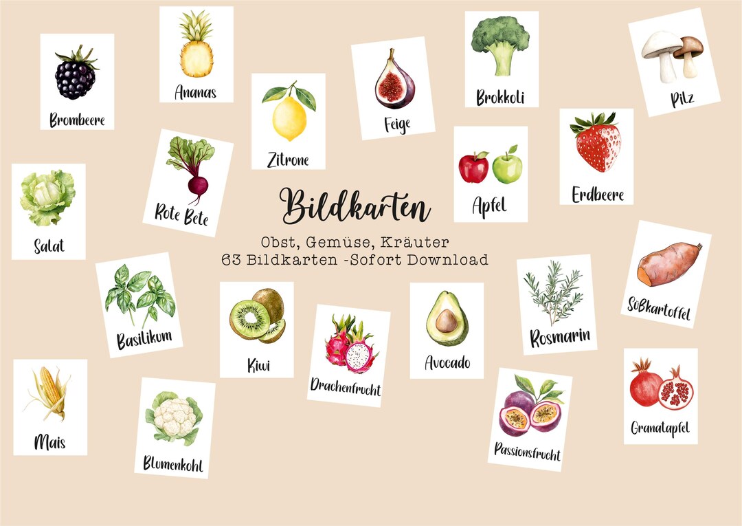 Fruit Picture Cards, Fruit Learning Cards, Fruit, Vegetable, and Herb ...