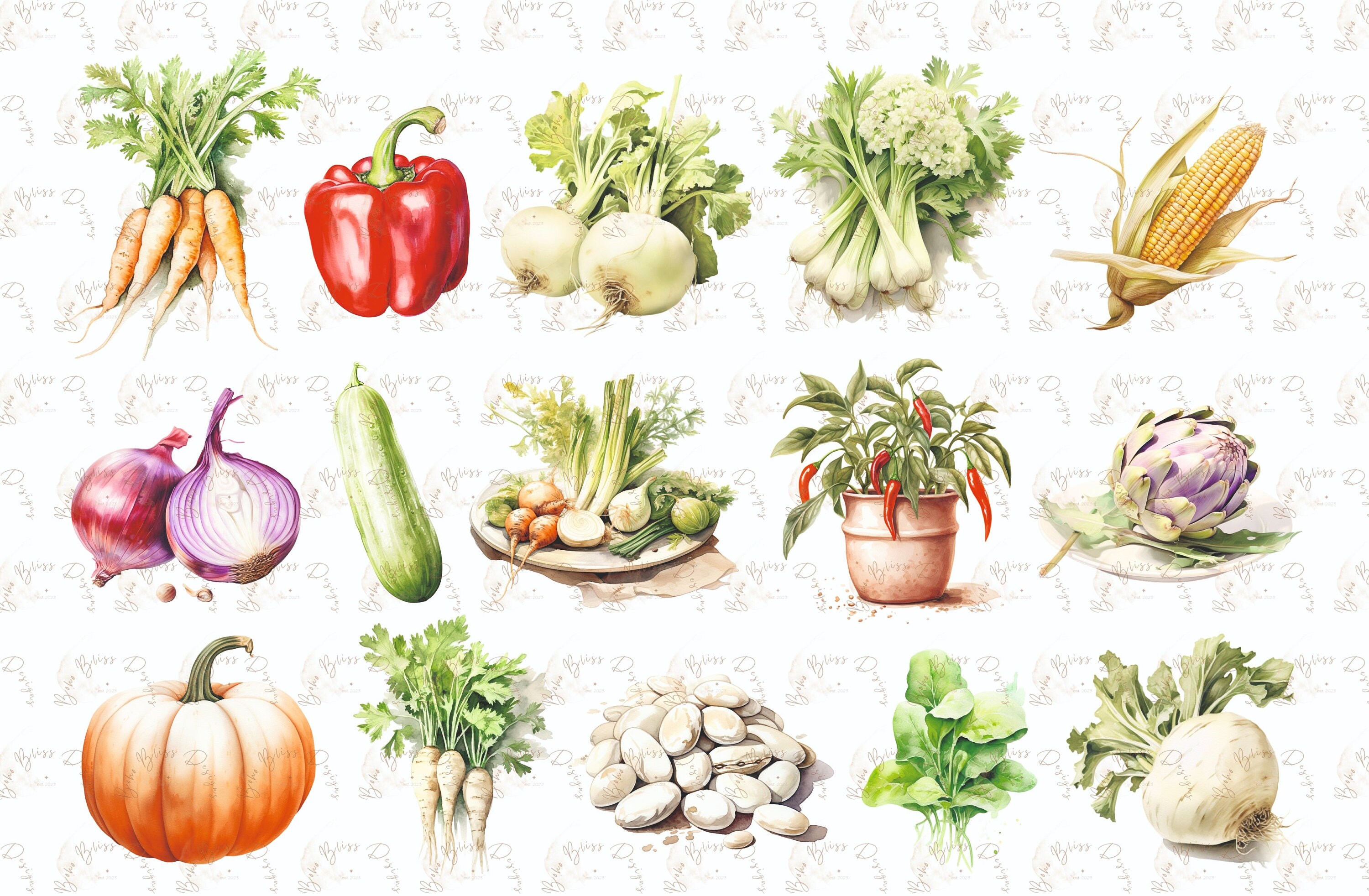 Watercolor Vegetables Clipart, Healthy Food Download, Food Clipart ...