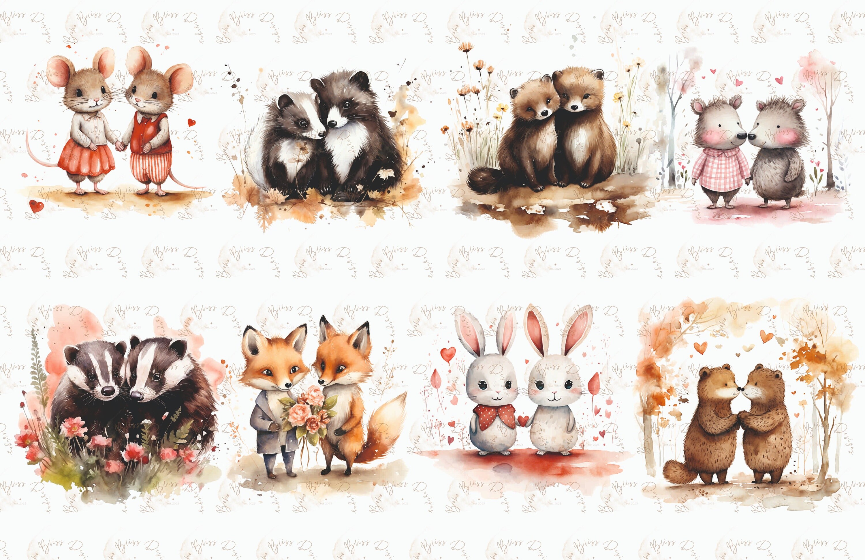 Animal Love Clipart Set, Animal Clipart, Valentine's Day Clipart ...