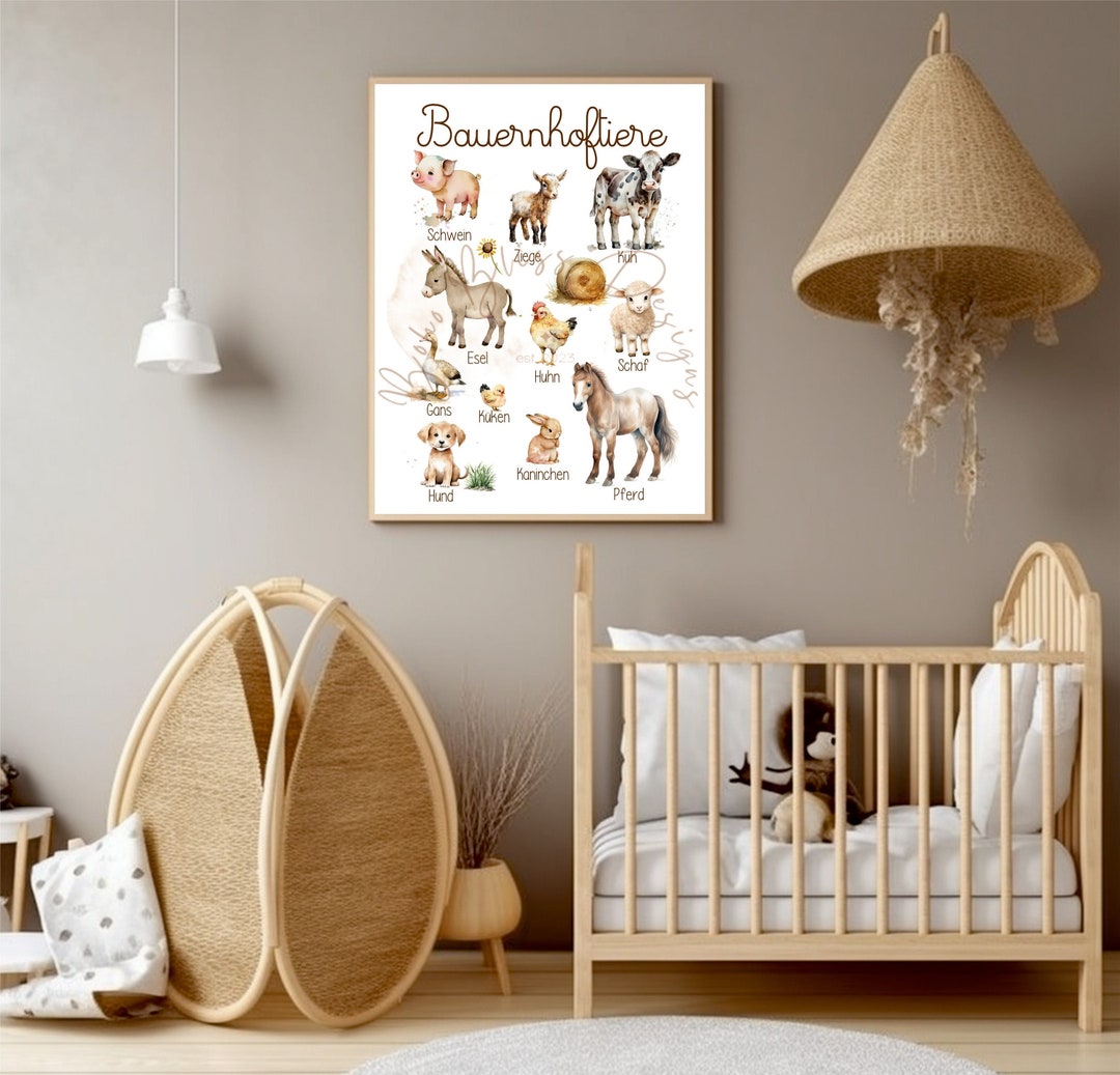 Poster Farm Animals Learning Poster Children Children's - Etsy