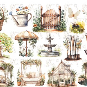 Gardening Clipart Set, Watercolor Garden, Garden Clipart, Watercolor ...