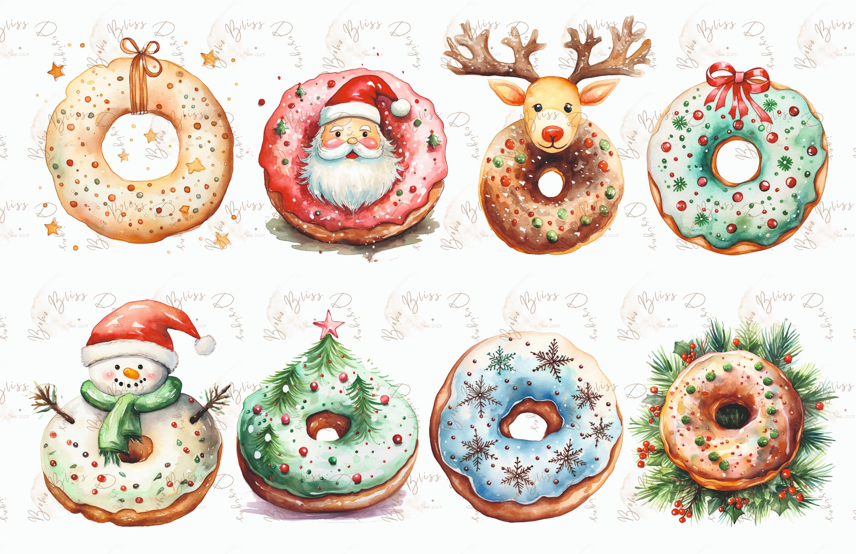 Christmas Clipart, Donut Clipart, Winter Clipart, Holiday Clipart ...