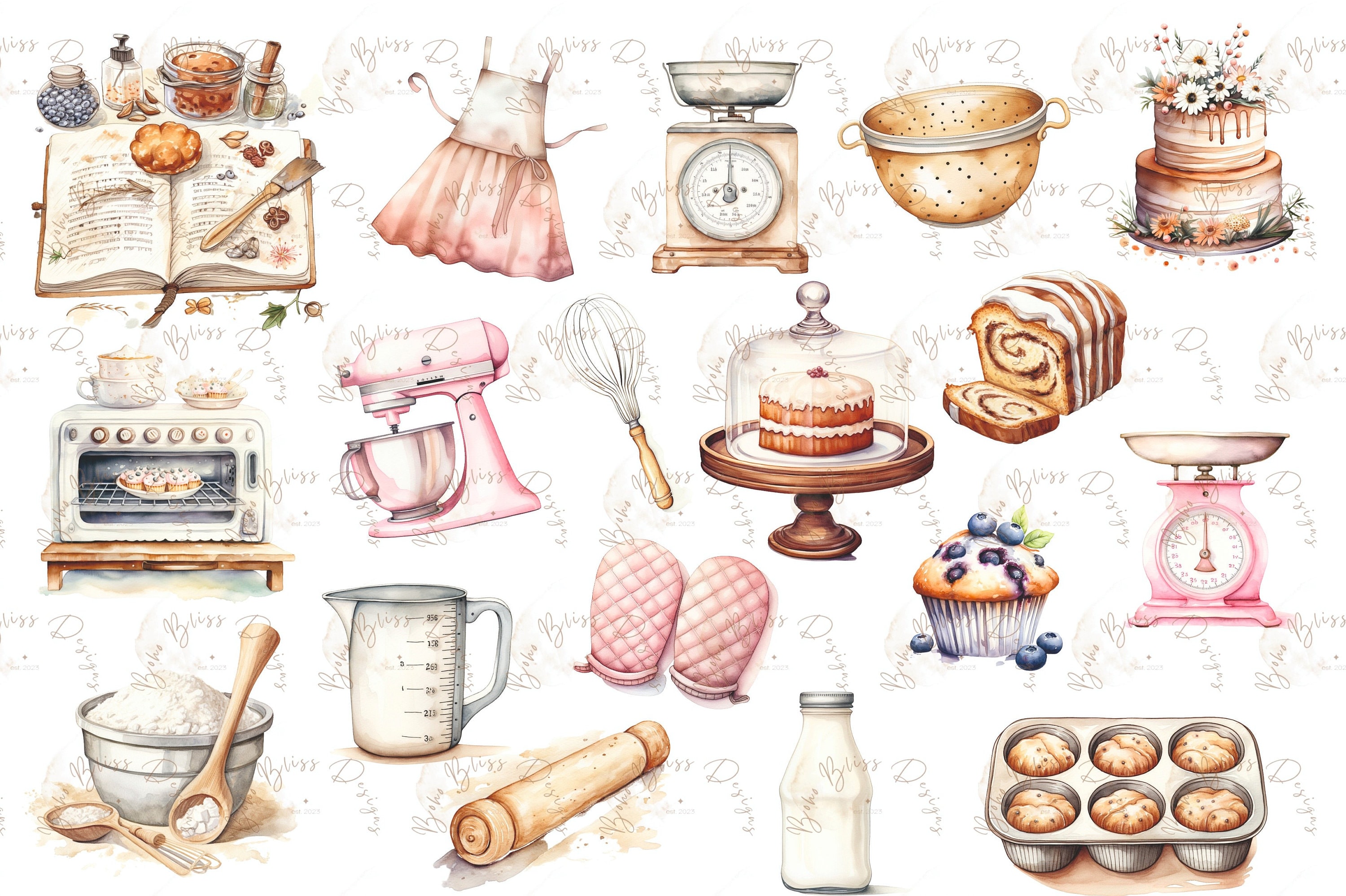 Baking Clipart, Bakery Clipart, Kitchen Illustration, Food Clipart ...