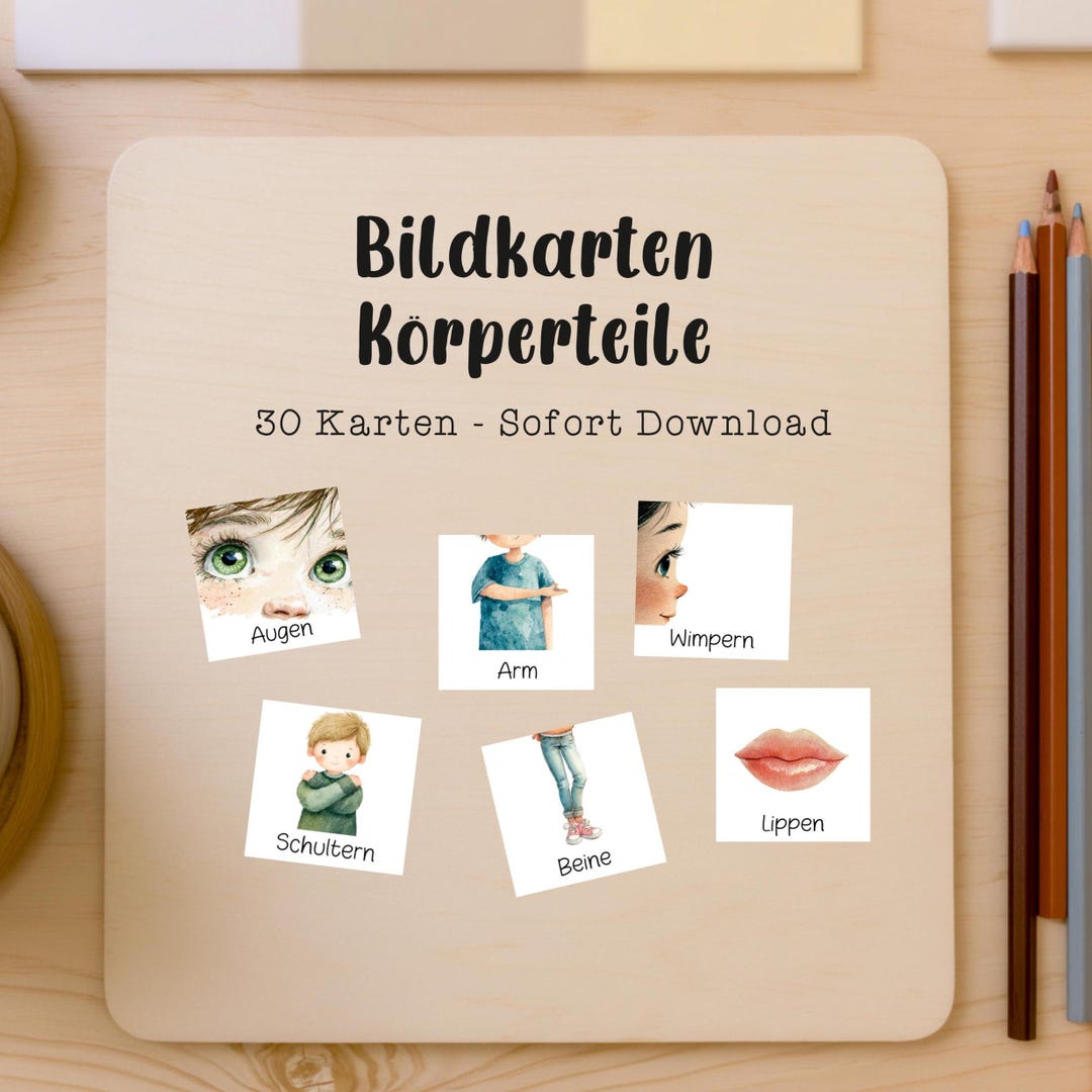 Body Parts, First Anatomy, Montessori Picture Cards, Body Learning ...