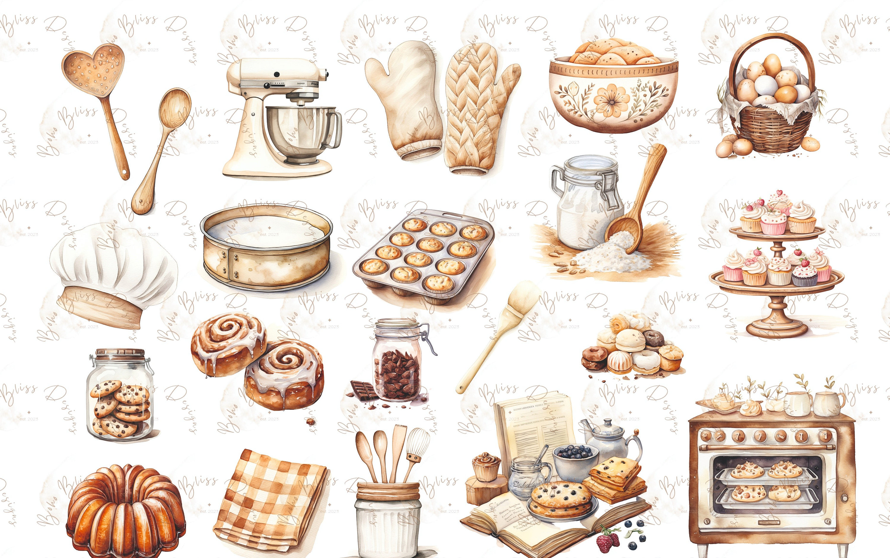 Baking Clipart, Bakery Clipart, Kitchen Illustration, Food Clipart ...