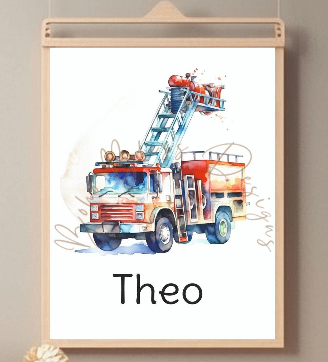 Poster Fire Brigade Children's Room Decoration Boy Girl Fire Engine ...