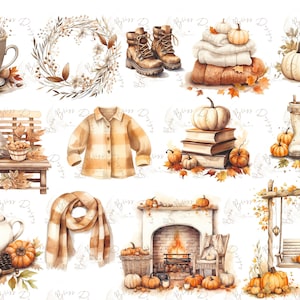 Cozy Autumn Clipart, Fall Clipart Bundle, Thanksgiving Clipart Png ...