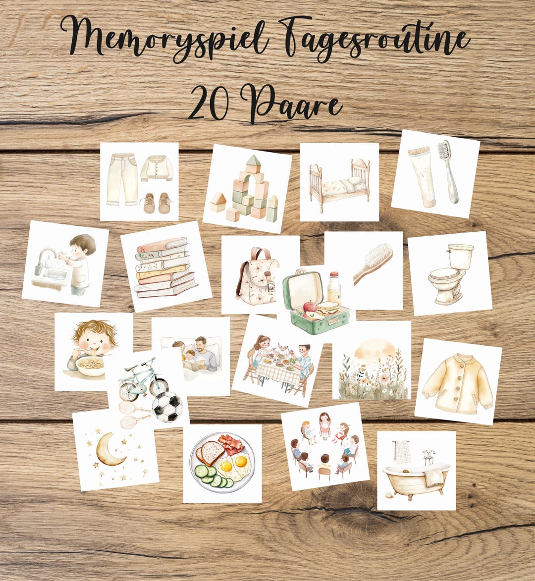 Routine Memory Game, PRINTABLE Memory Game, Memory Game Download ...