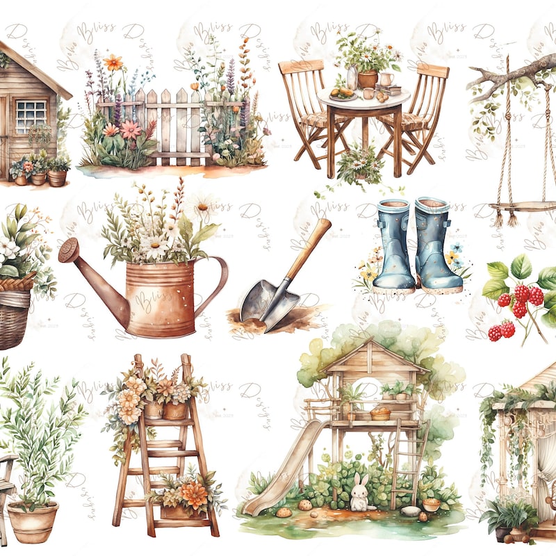 Garden Watercolor - Etsy