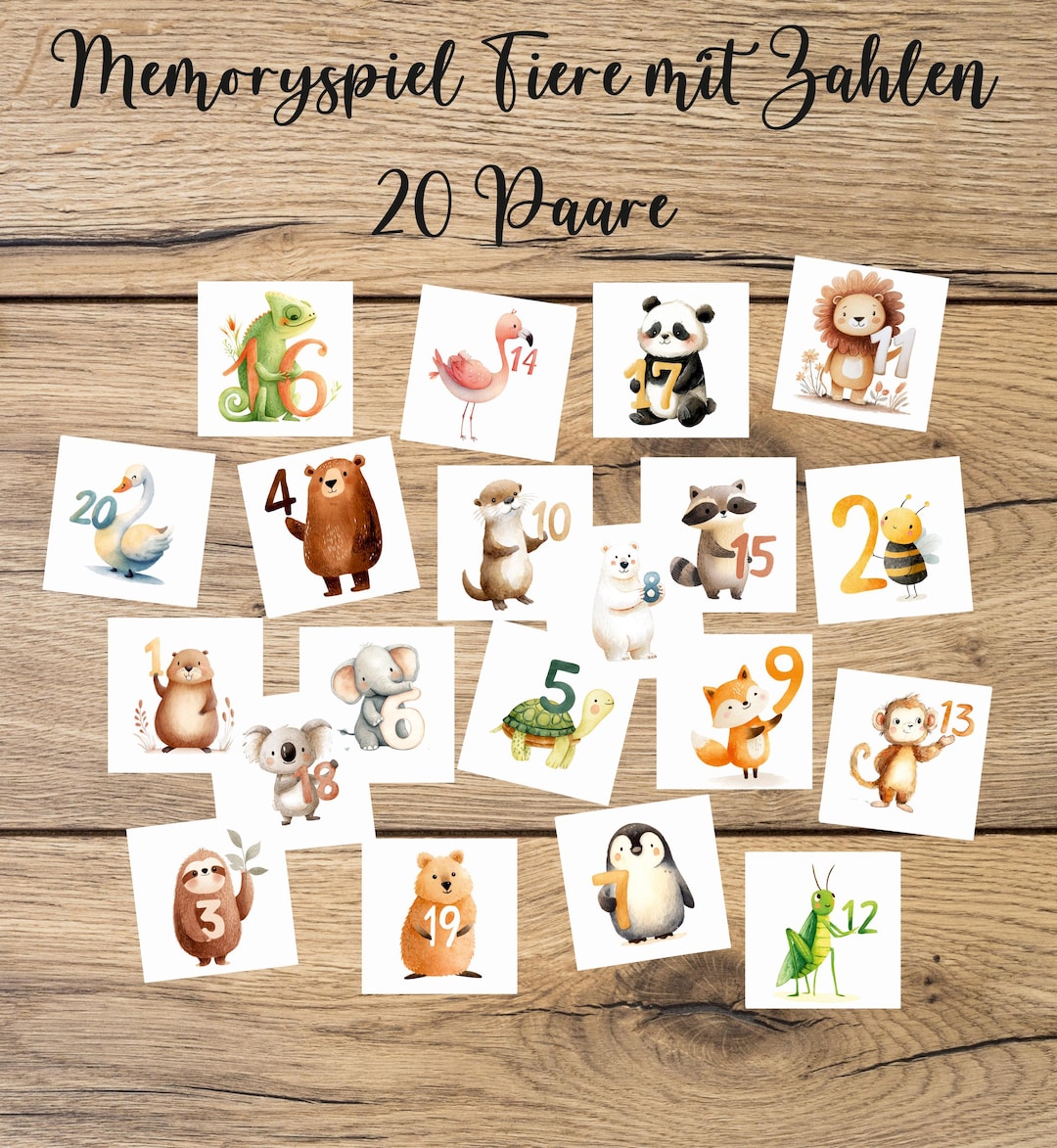 Number Memory Game, Memory Number Animals, Learning Game Preschool ...