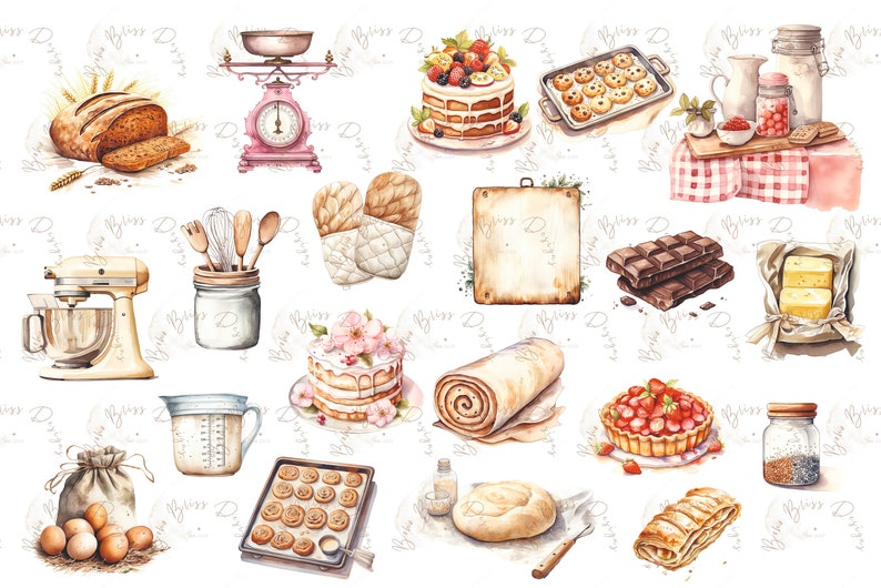 Baking Clipart, Bakery Clipart, Kitchen Illustration, Food Clipart ...