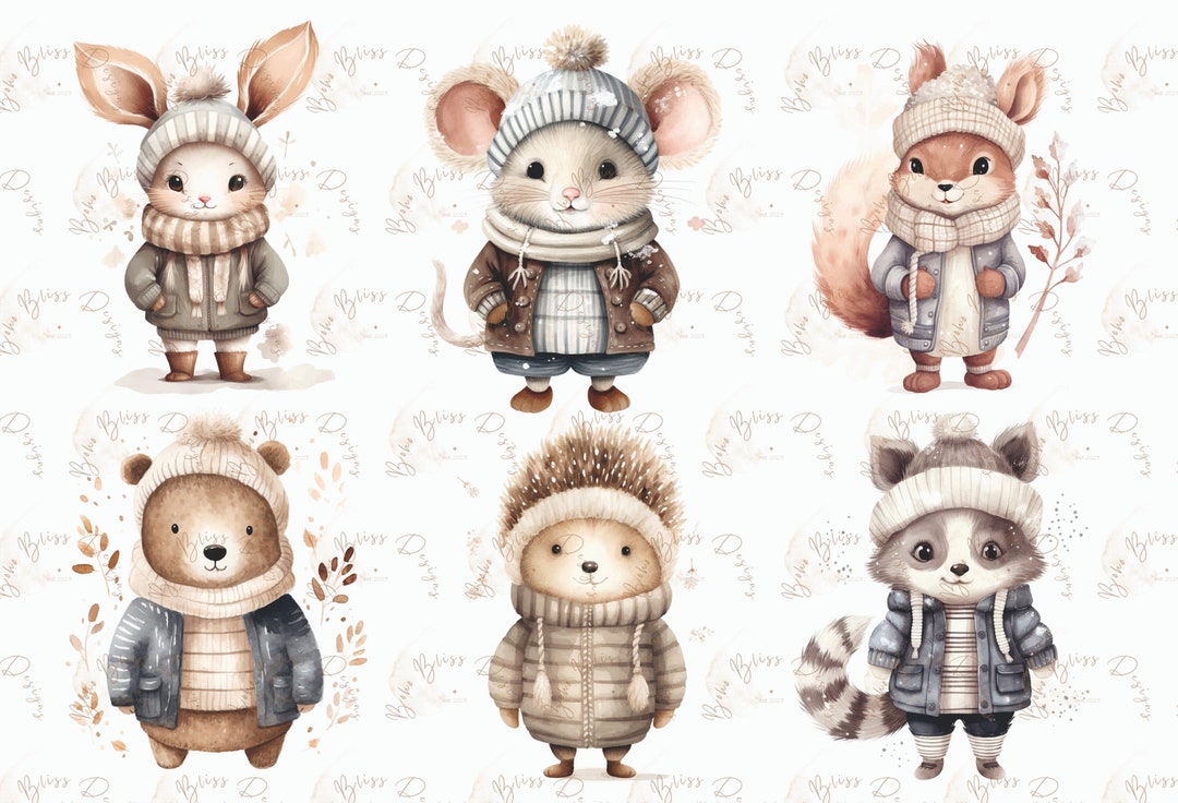 Christmas Animals Clipart PNG, Winter Clipart Bundle, Animals Clipart ...
