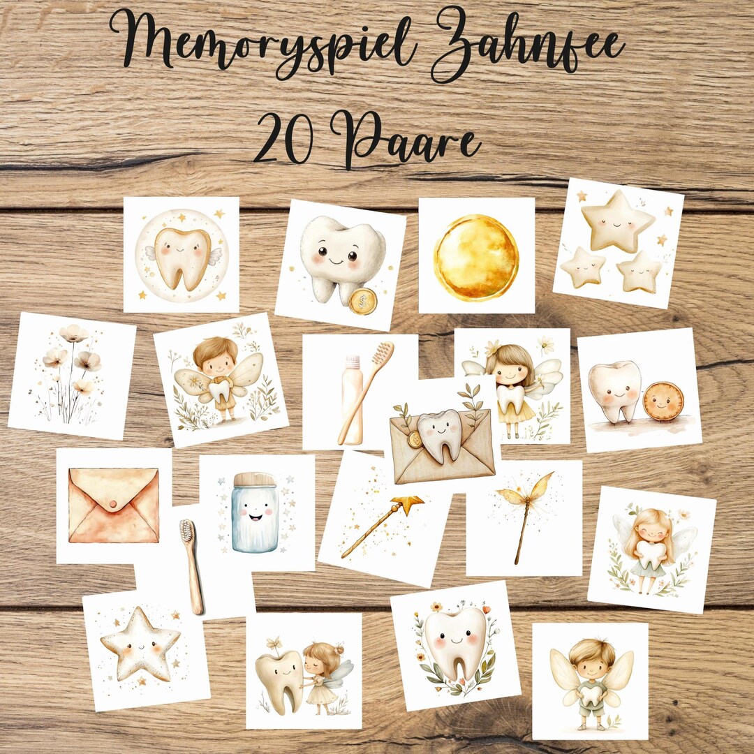 Tooth Fairy Memory Game, PRINTABLE Memory Game, Memory Game Download ...