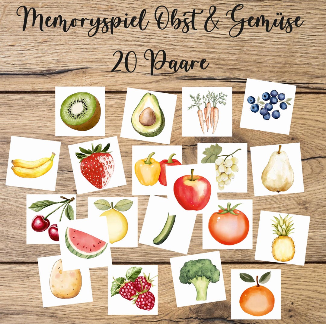 Fruit and Vegetable Memory Game, PRINTABLE Memory Game, Memory Game ...