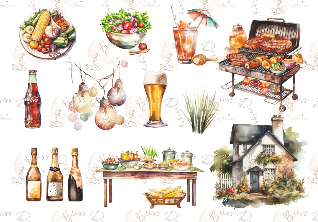Clipart Garden Party Summer Party Grill Party Barbecue BBQ Clipart ...