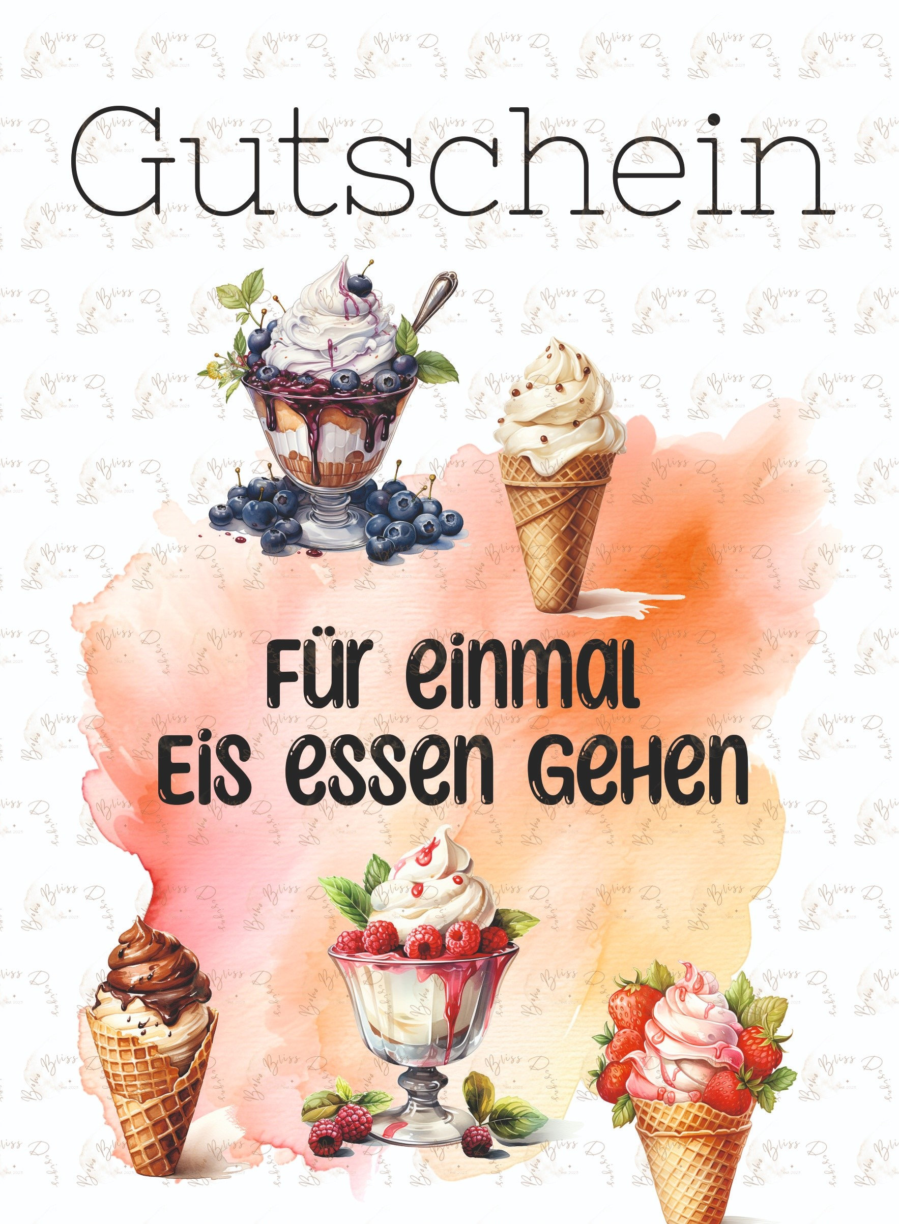 Stilvolle Gutschein Eis Essen Basteln Bild