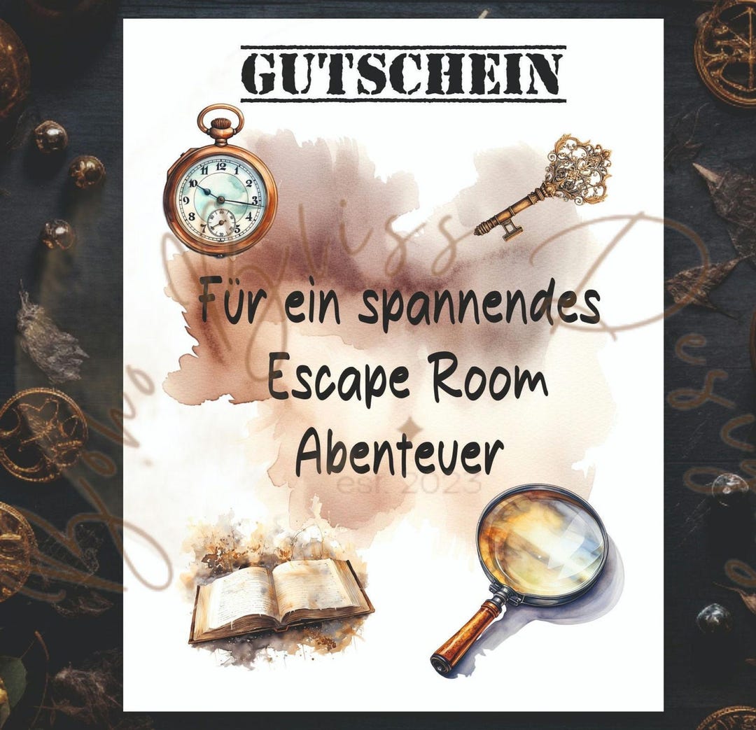 Gutschein Escape Room, Escape Room Ticket druckbar, Escape Room ...