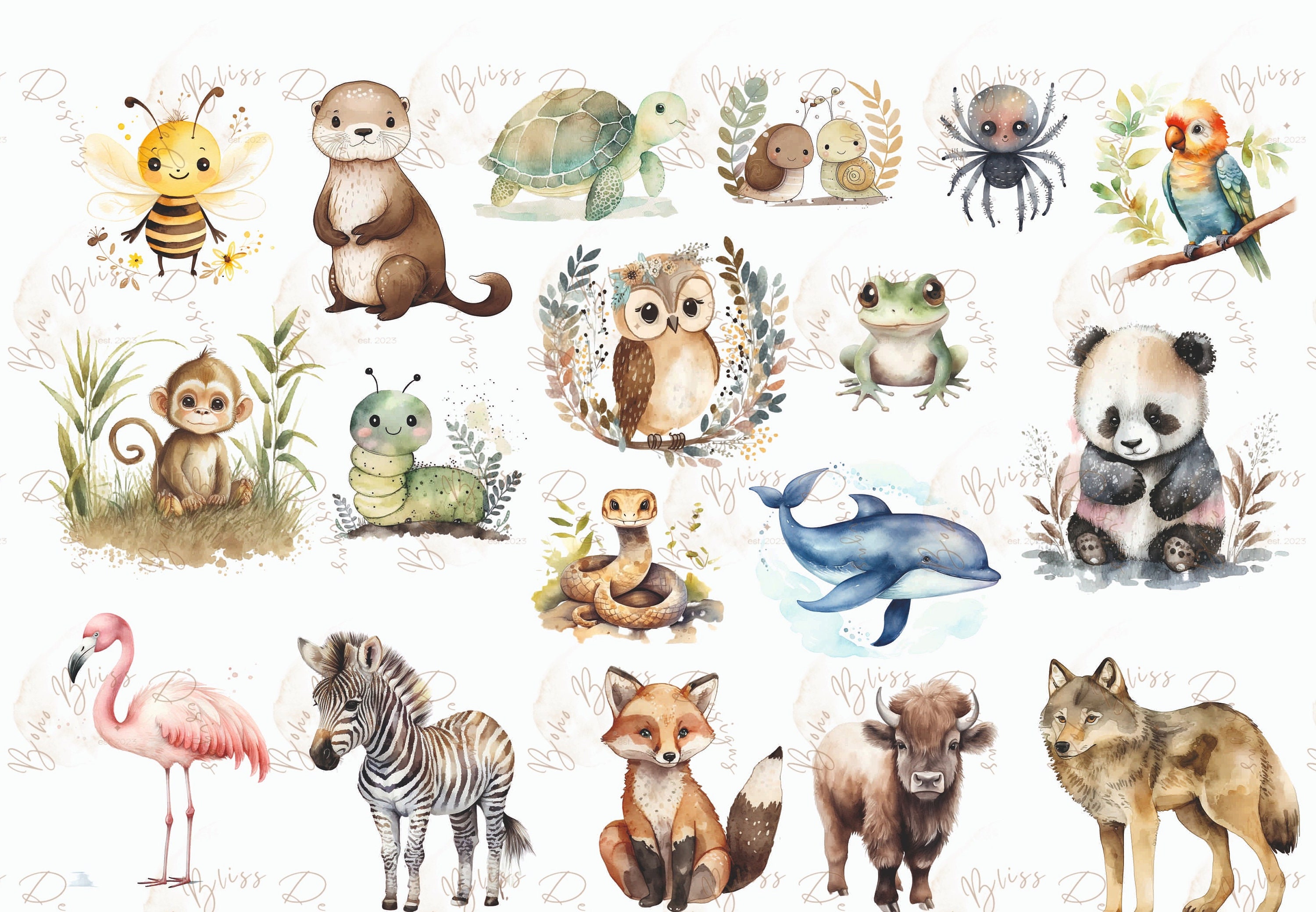 Watercolor Animals Clipart Animals Clipart Nursery Art - Etsy