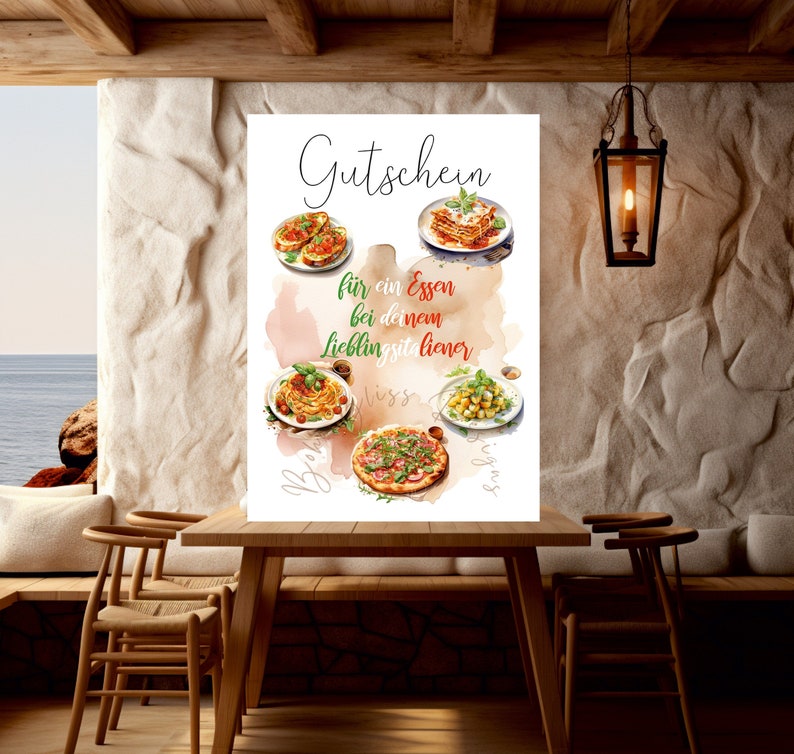 Food Voucher, Italian Food Voucher, Card to Eat Out, Invitation to Go ...