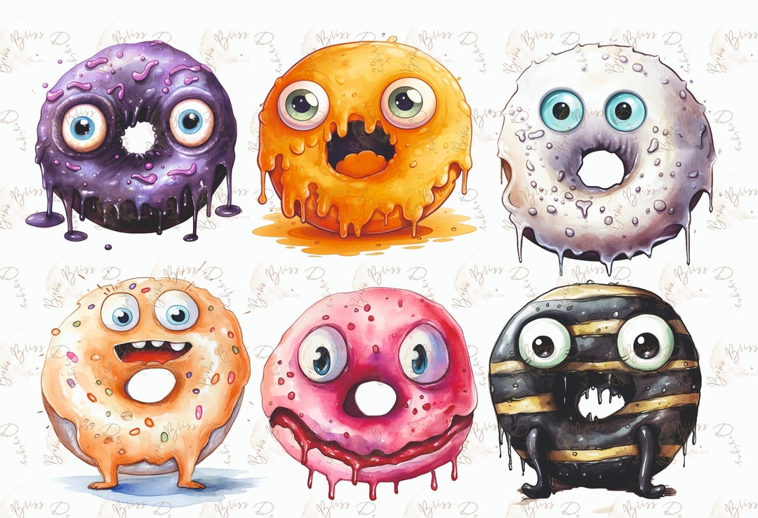 Halloween Food Clipart Spooky Donut Clipart Halloween Donut - Etsy
