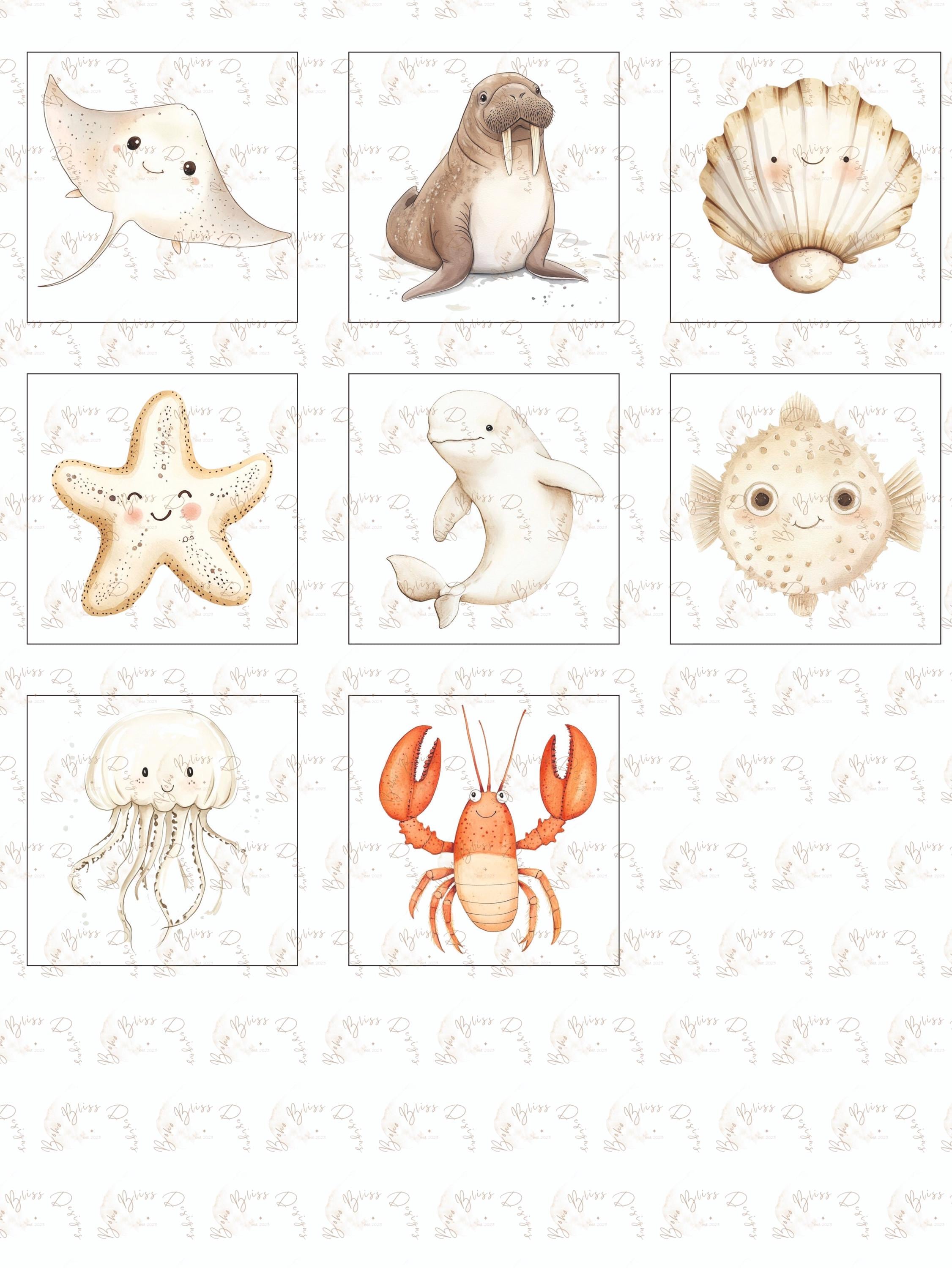 Sea Animals Memory Game, PRINTABLE Memory Game, Memory Game Download ...