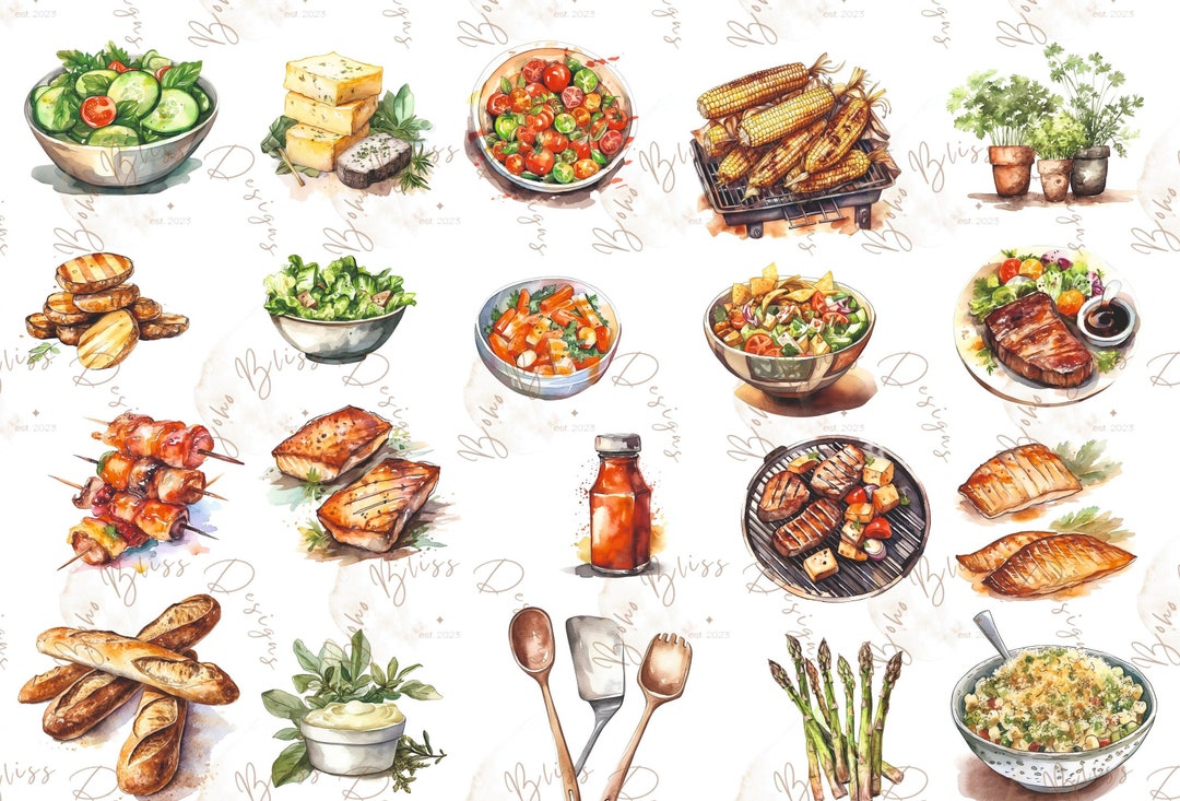 Clipart BBQ Food Grill Essen Gartenparty Sommerfest Grillparty ...