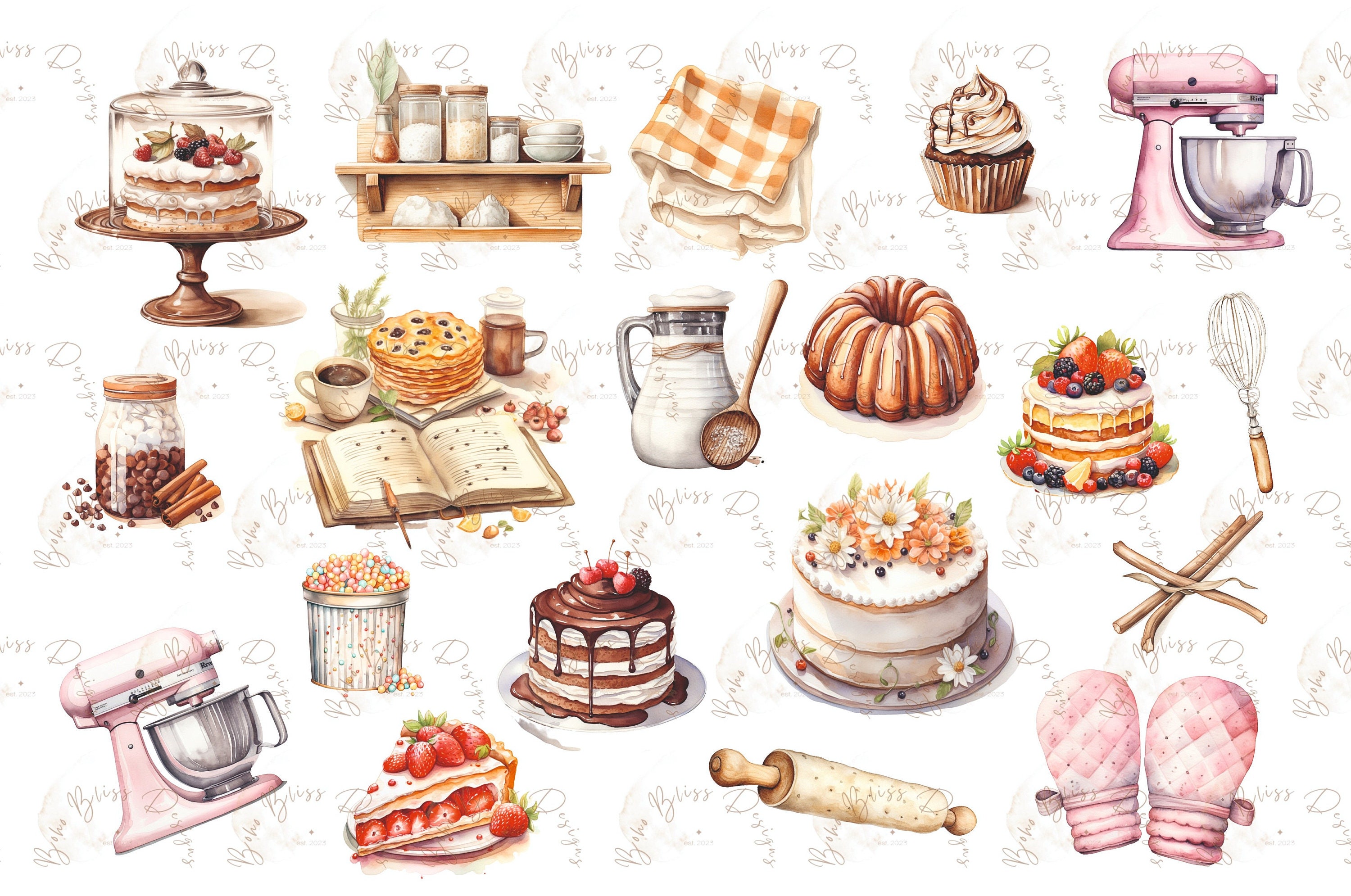 Baking Clipart, Bakery Clipart, Kitchen Illustration, Food Clipart ...