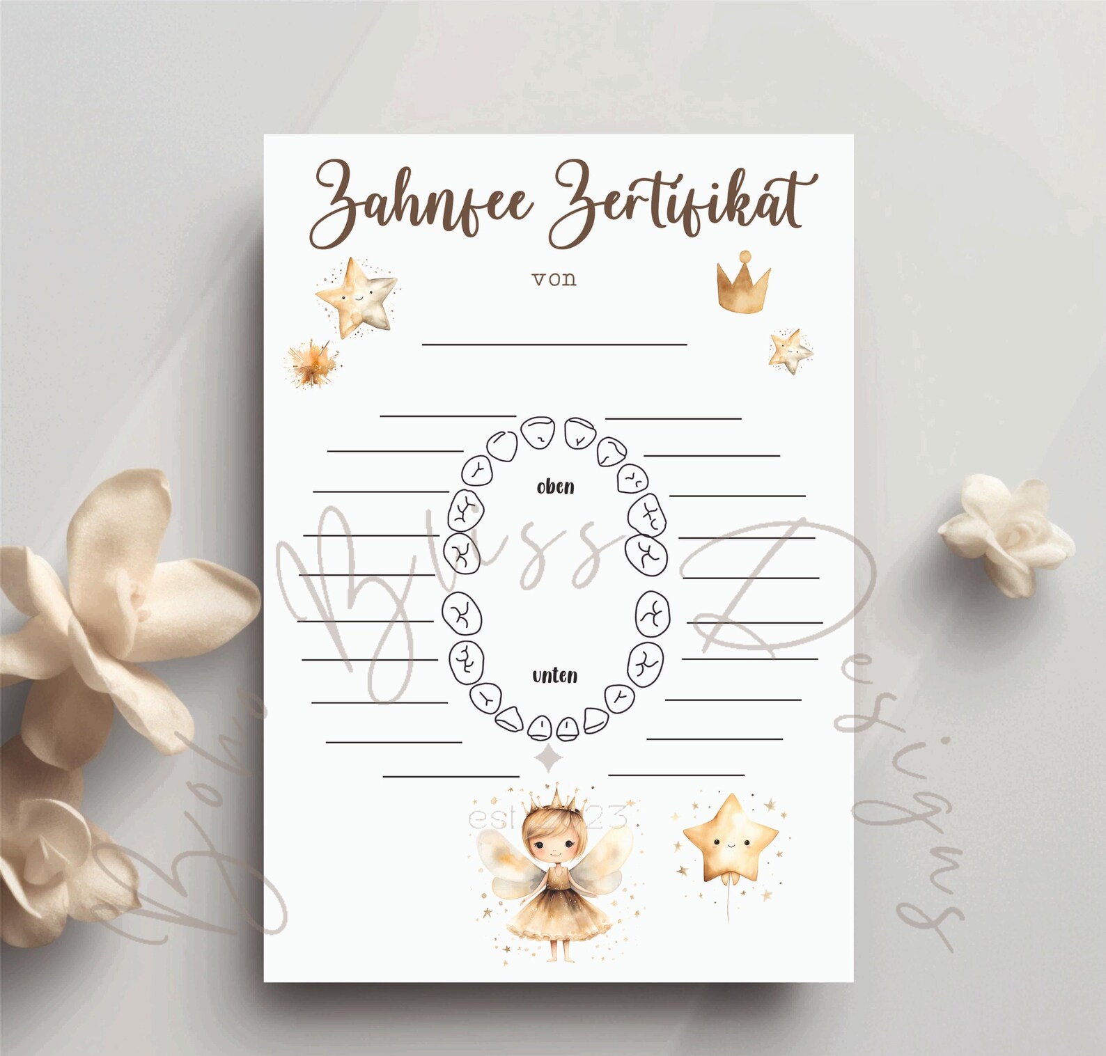 Post von der Zahnfee, Zahnfee Geschenk, Karte mit Zertifikat, Zahnfee ...
