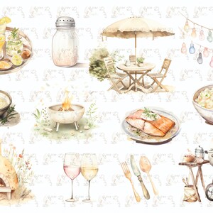 Grill Picnic Garden Clipart, Watercolor Barbecue Food Bundle, Barbecue ...