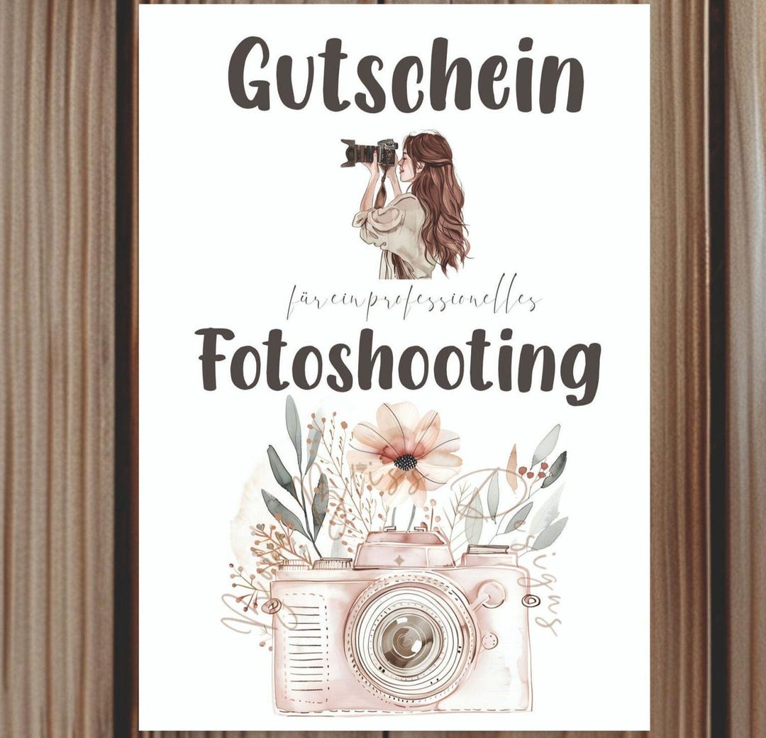 Gutschein Fotoshooting Vorlage, Gutschein zum Ausdrucken, Geschenkgutschein Shooting Fotograf ...