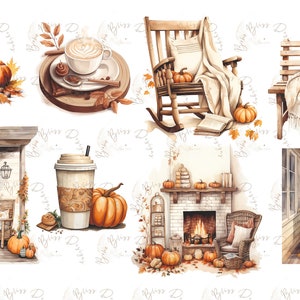 Cozy Autumn Clipart, Fall Clipart Bundle, Thanksgiving Clipart Png ...