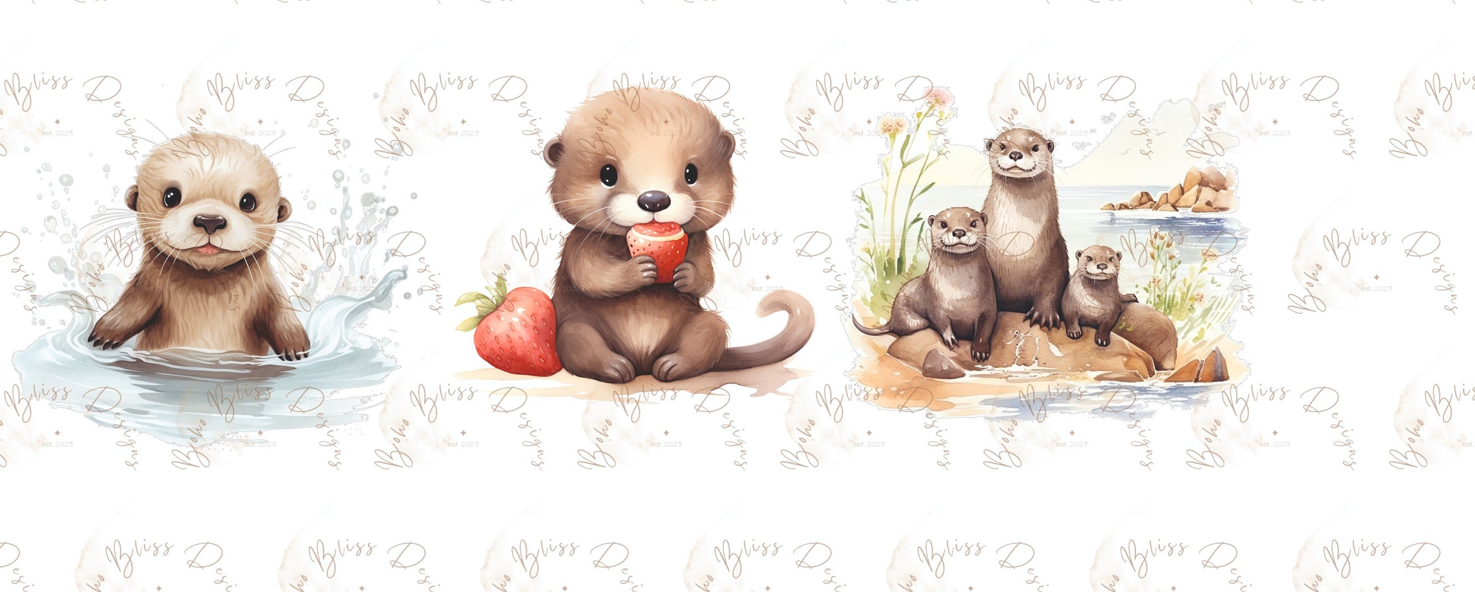Sea Otter Clipart, Kids Cute Baby Animals Png, Watercolor Otters ...