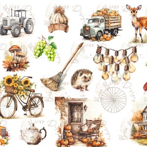 Autumn Clipart, Watercolor Fall Decor Clipart - Autumn Watercolor in ...