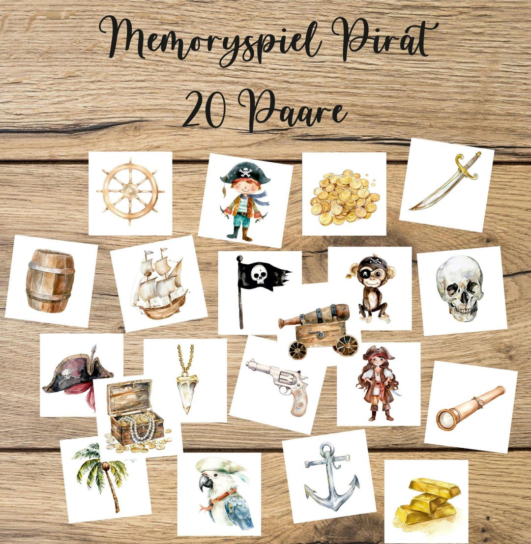 Pirate Memory Game, PRINTABLE Memory Game, Memory Game Download ...
