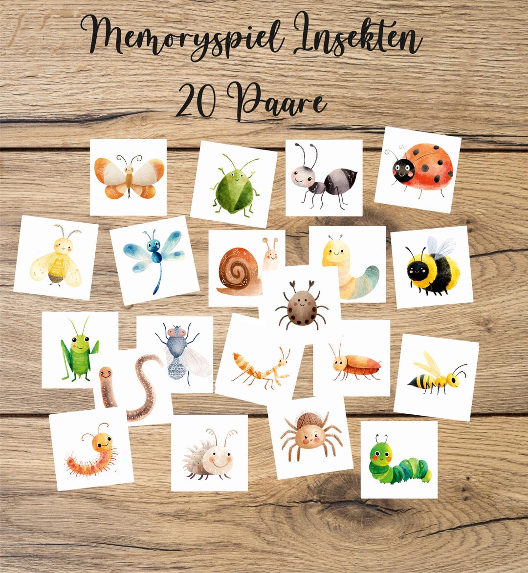 Insect Memory Game, PRINTABLE Memory Game, Memory Game Download, Memory ...