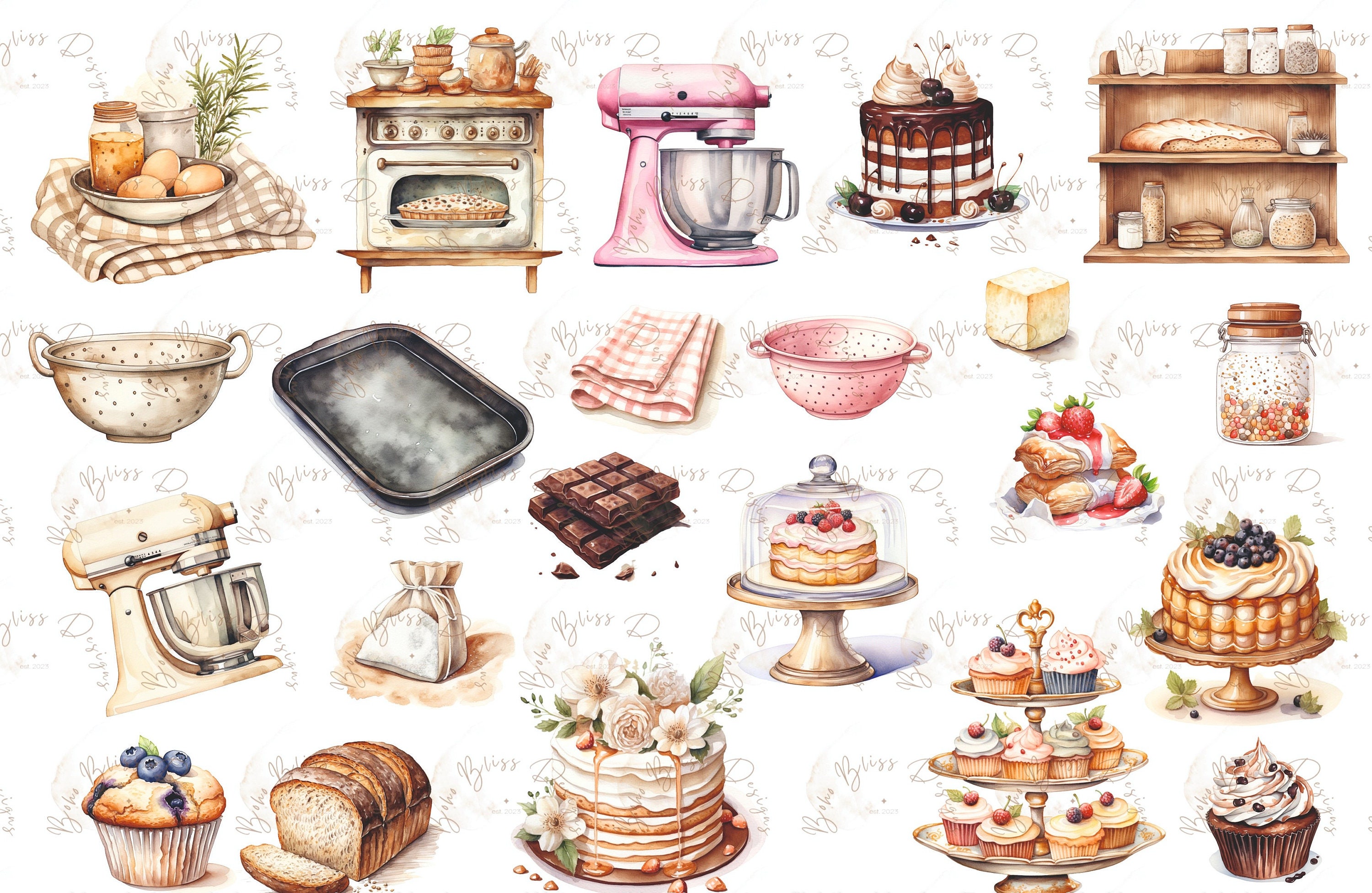 Baking Clipart, Bakery Clipart, Kitchen Illustration, Food Clipart ...