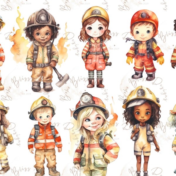 Firefighter Clipart - Etsy