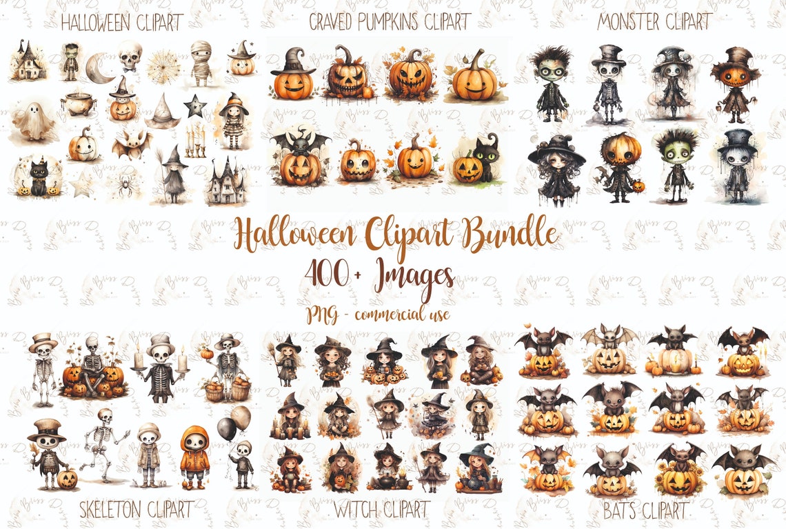 Halloween Mega Bundle Halloween Clipart Cute Halloween Clip - Etsy