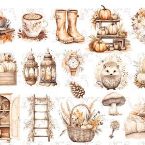 Watercolor Fall Clipart, Fall Watercolor Clipart, Autumn Clipart, Cards ...