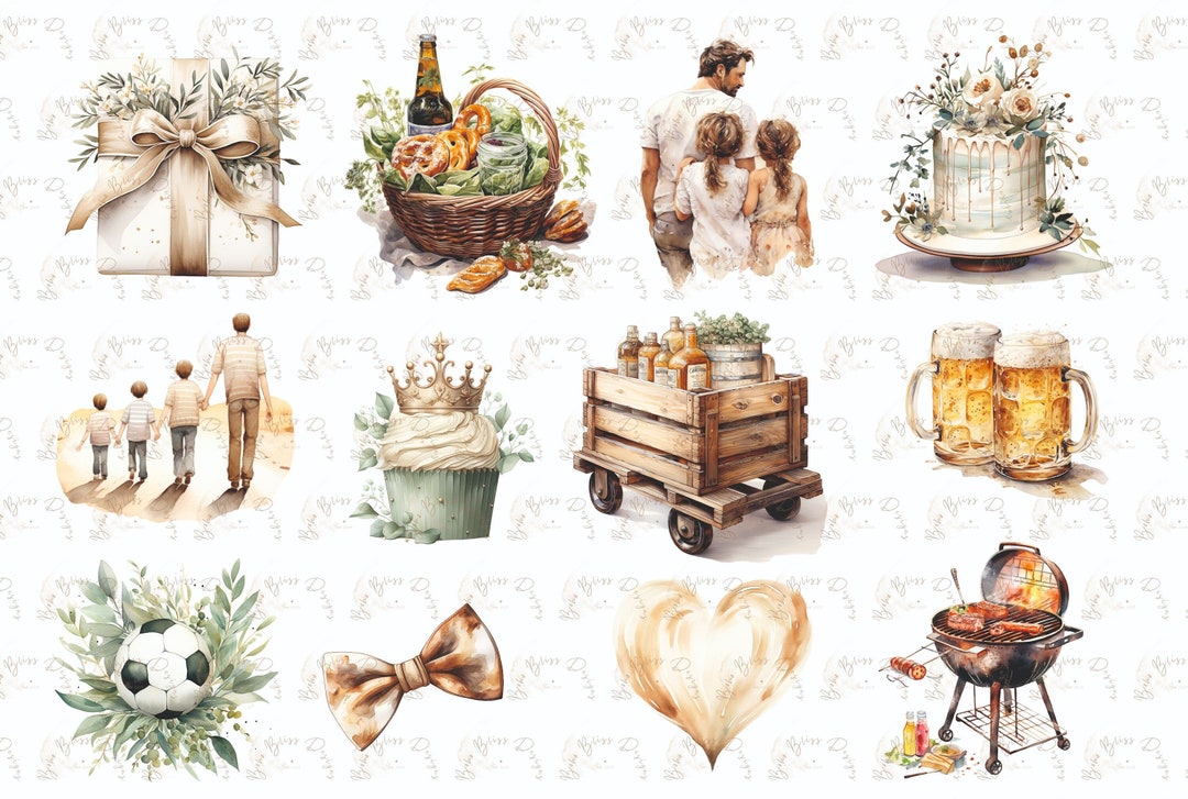 Clipart Fathers Day, Dad Watercolor Clipart, Happy Father's Day Clipart ...