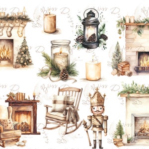 Watercolor Christmas clipart, Winter cozy Holiday Clip art, christmas ...