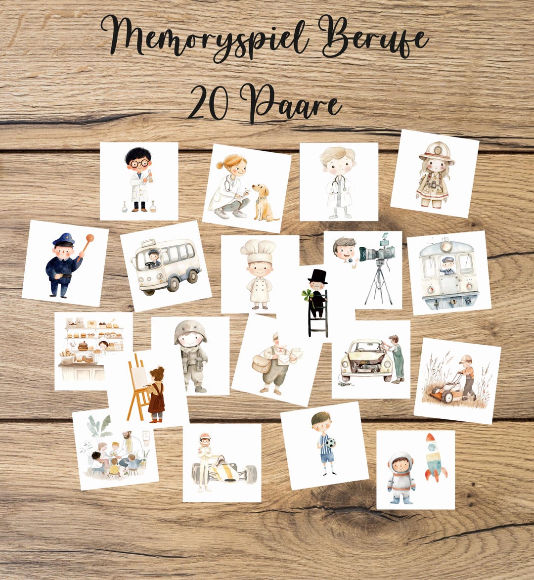 Professions Memory Game, Professions Memory Cards, Learning Game ...