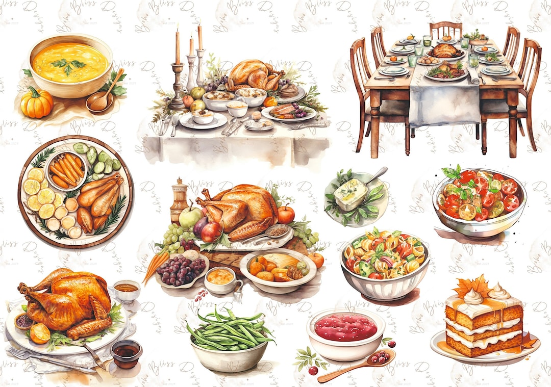Watercolor Thanksgiving Clipart, Fall Clipart, Thanksgiving Clipart ...