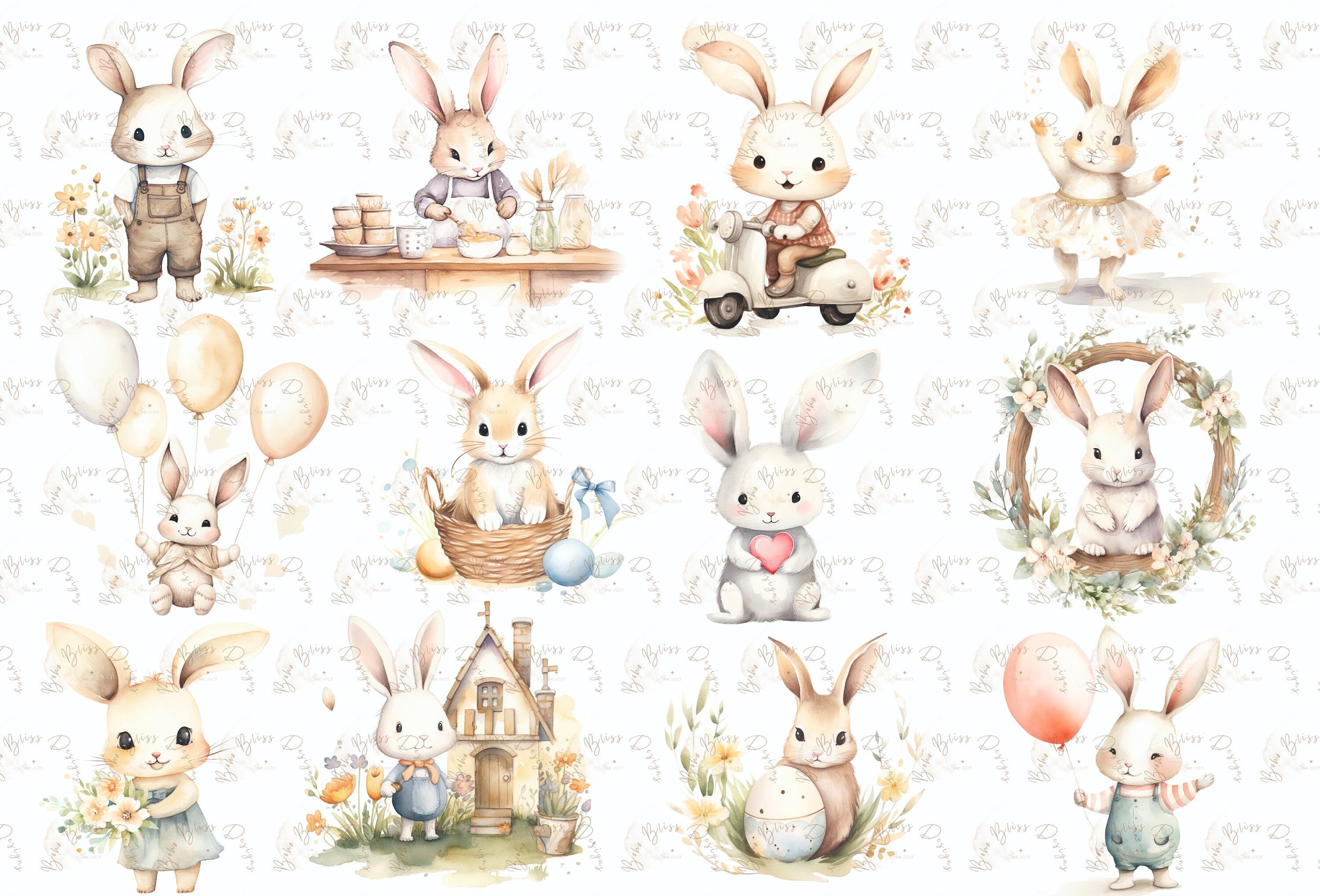 Spring Clipart, Easter Clipart, Watercolor Easter Clipart Bundle ...