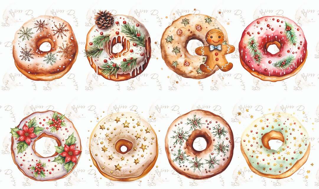 Christmas Clipart, Donut Clipart, Winter Clipart, Holiday Clipart ...