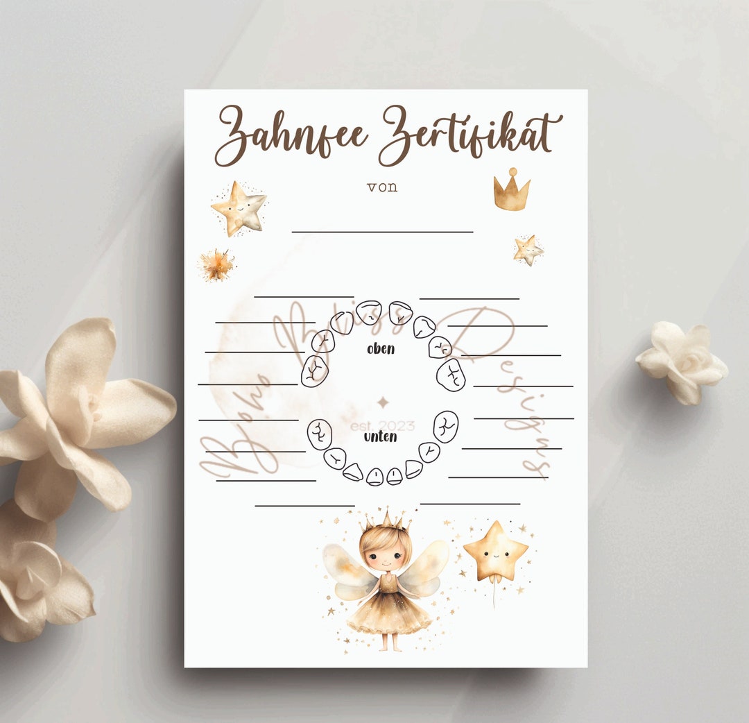 Post von der Zahnfee, Zahnfee Geschenk, Karte mit Zertifikat, Zahnfee ...