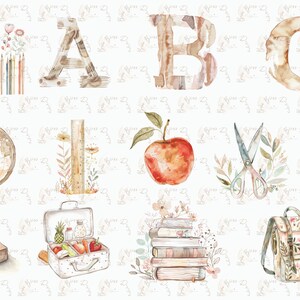 School Supply Clipart Watercolor, School Accessories,teacher Clip Art ...