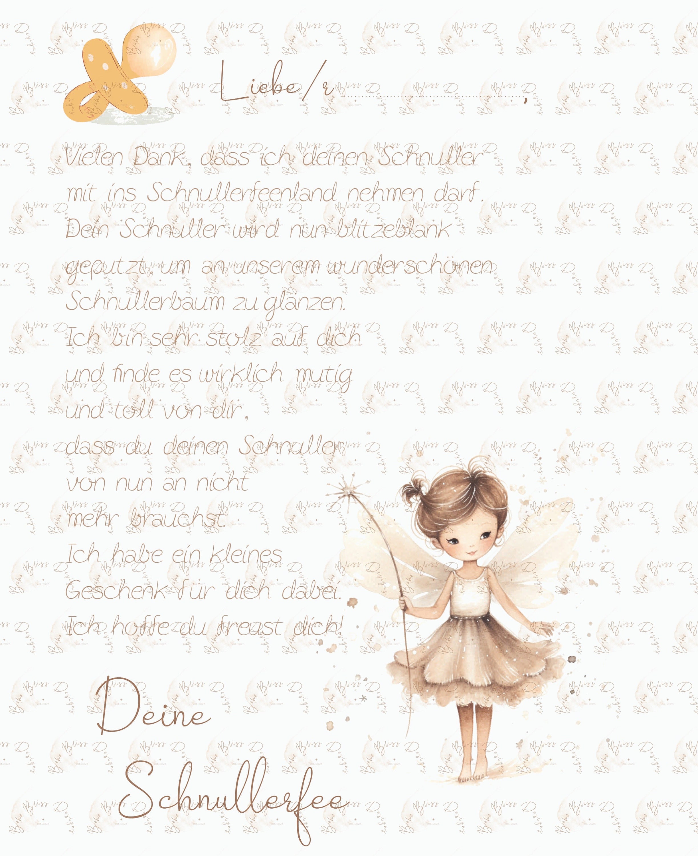 Pacifier Fairy Post Letter Poster Card Fairy Different Designs and ...